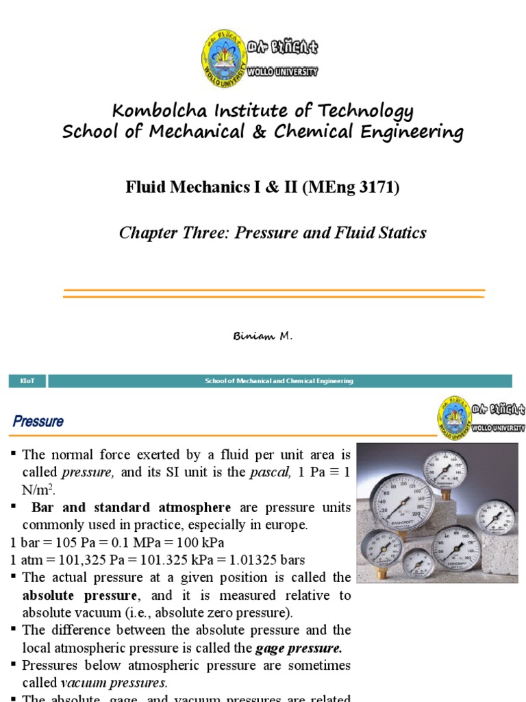Fluid Mechanics - Chapter Three | PDF | Buoyancy | Pressure