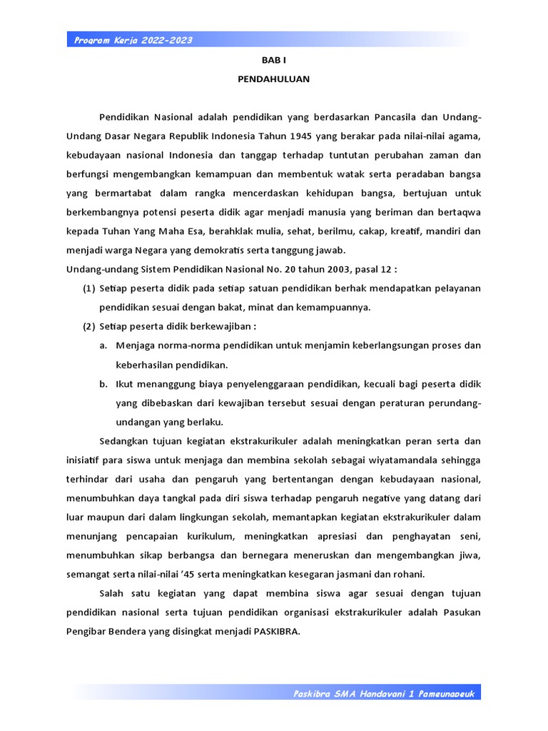 Proker Paskibra Sma Handayani-1 | PDF