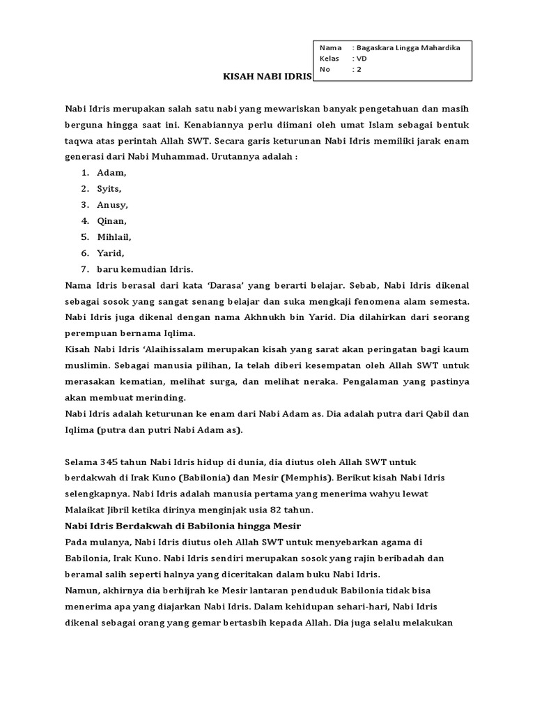Kisah Nabi Idris | PDF