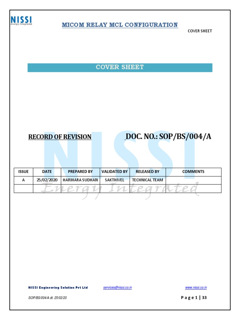SOPBS004A-Micom Relay Configuration Procedure-1 | PDF | Installation ...
