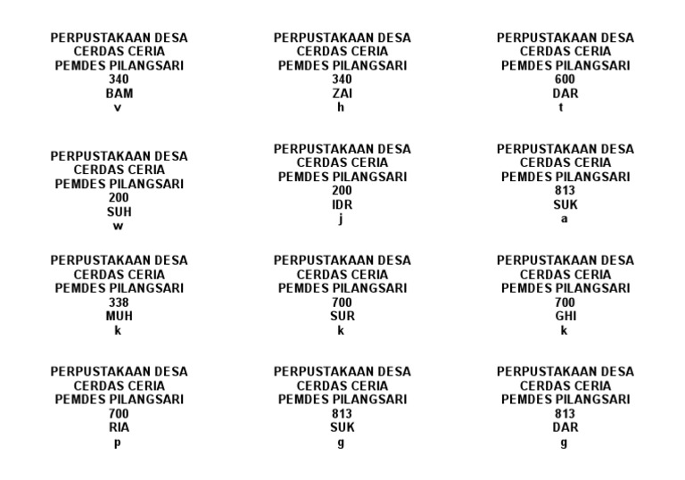 Master Label Undangan Dan Buku Perpustakaan | PDF