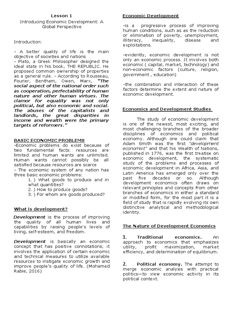 Economic Development Chapter 1-3 | PDF | Economics | Economic Growth