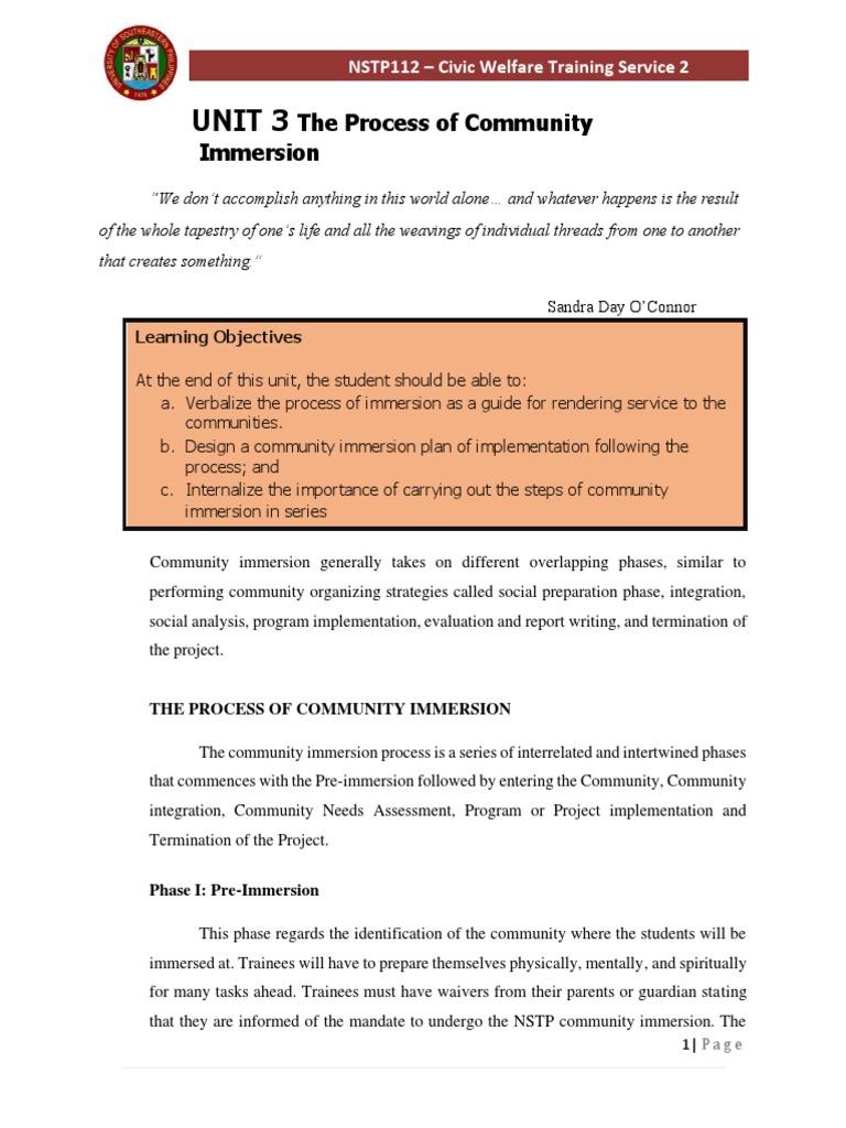 UNIT 3 The Process of Community Immersion | PDF | Survey Methodology ...