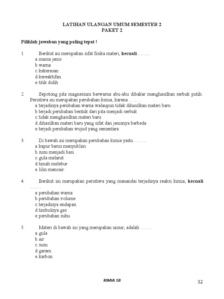 09 Latihan Ulangan Umum SMT 2 Paket 2 | PDF