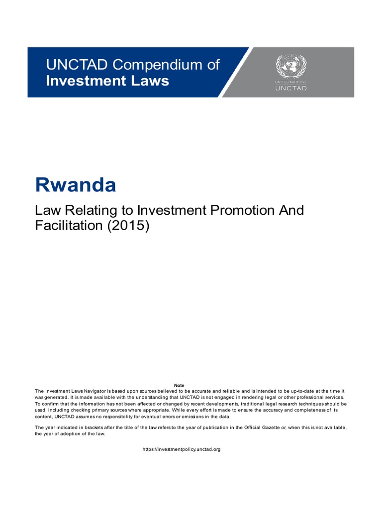 Rwanda - Investment Law (English) | PDF | Taxes | Investing