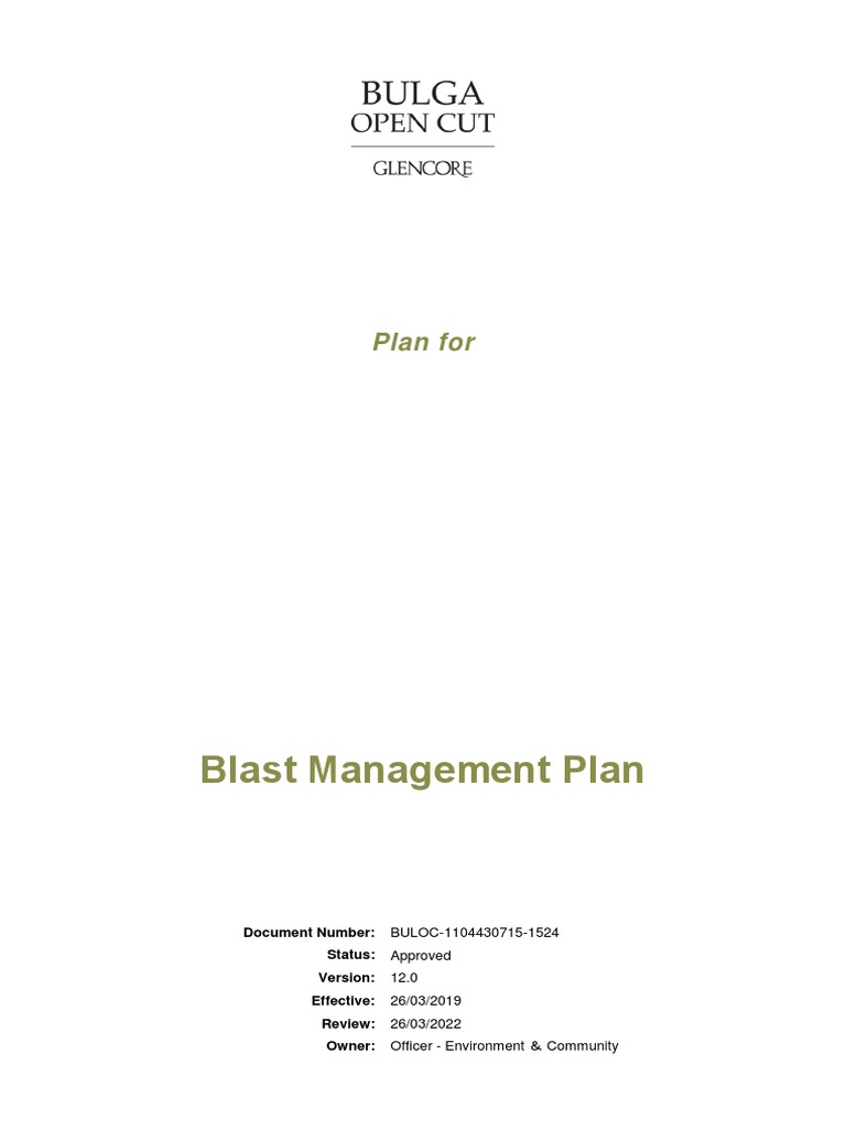 Blast Management Plan | PDF | Risk | Oxide