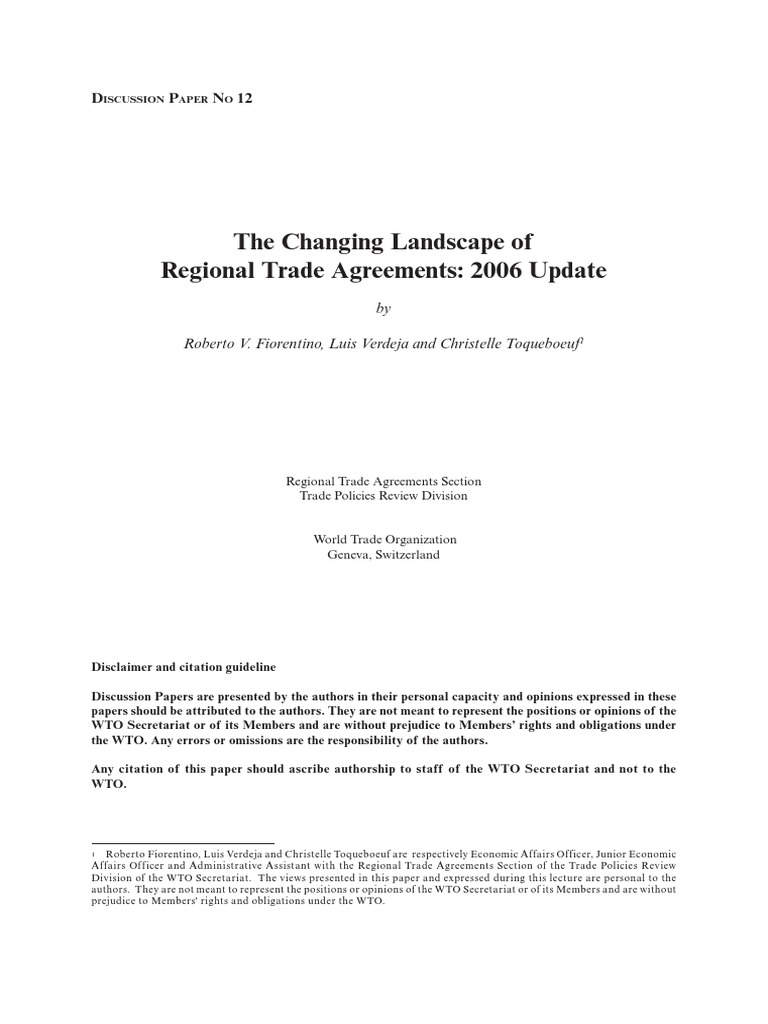 RTAs | PDF | World Trade Organization | Trade Agreements