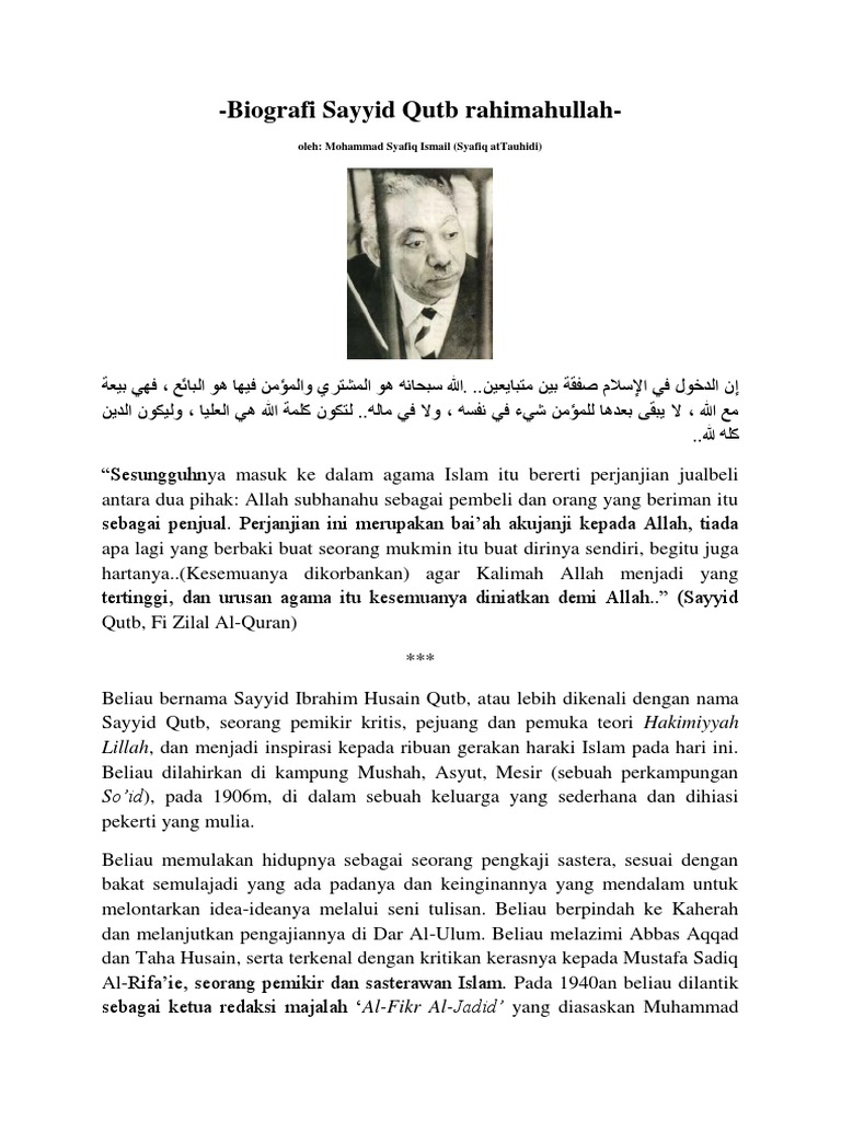 Biografi Sayyid Qutb Rahimahullah | PDF