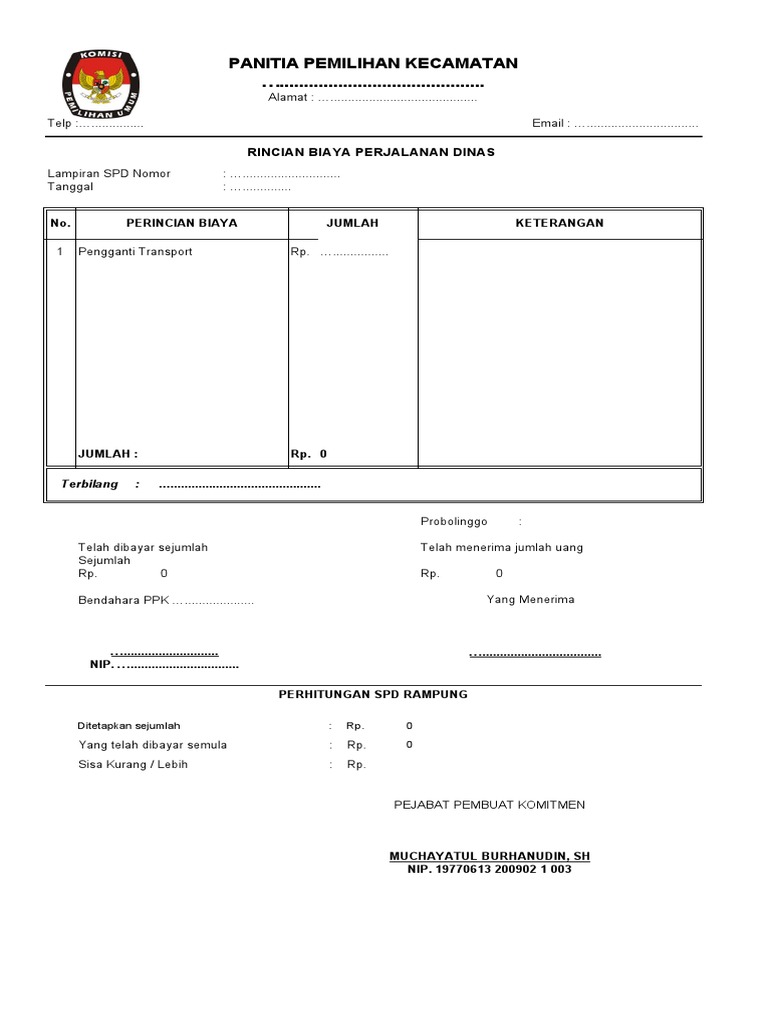 contoh Lamp 3 ( tanda terima) sppd | PDF