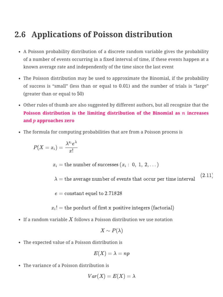 2.6 Applications of Poisson Distribution - Business Statistics | PDF ...