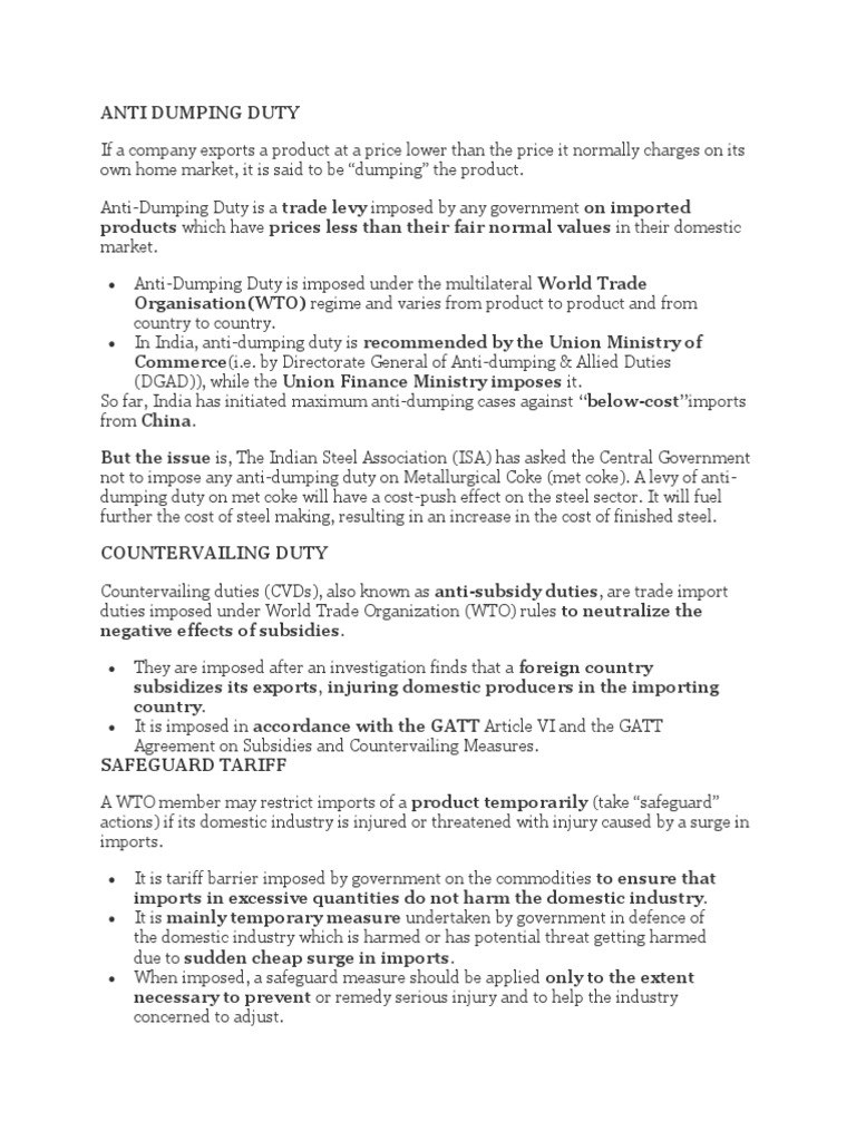 Anti Dumping Duty | PDF | Dumping (Pricing Policy) | Economies