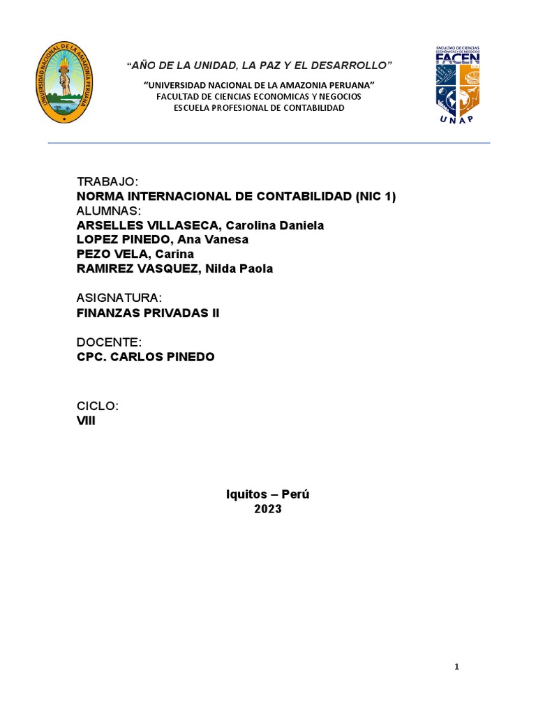FINANZAS PRIVADAS II - Grupo N°02-1 | PDF | normas internacionales de ...