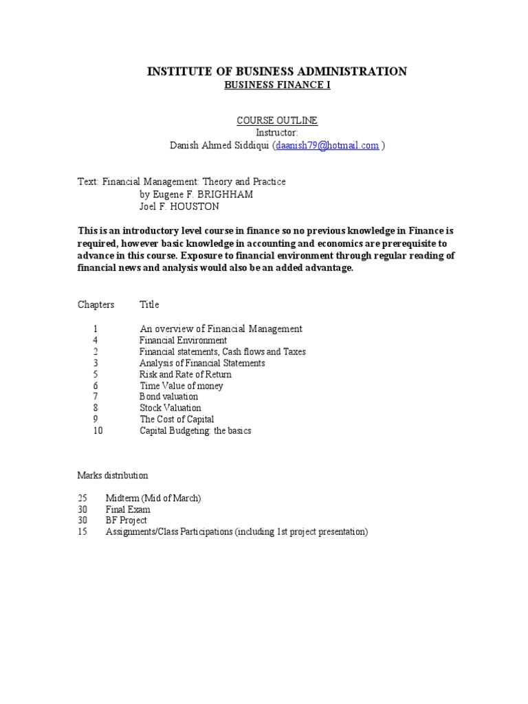 IBF Outline | PDF | Finance & Money Management
