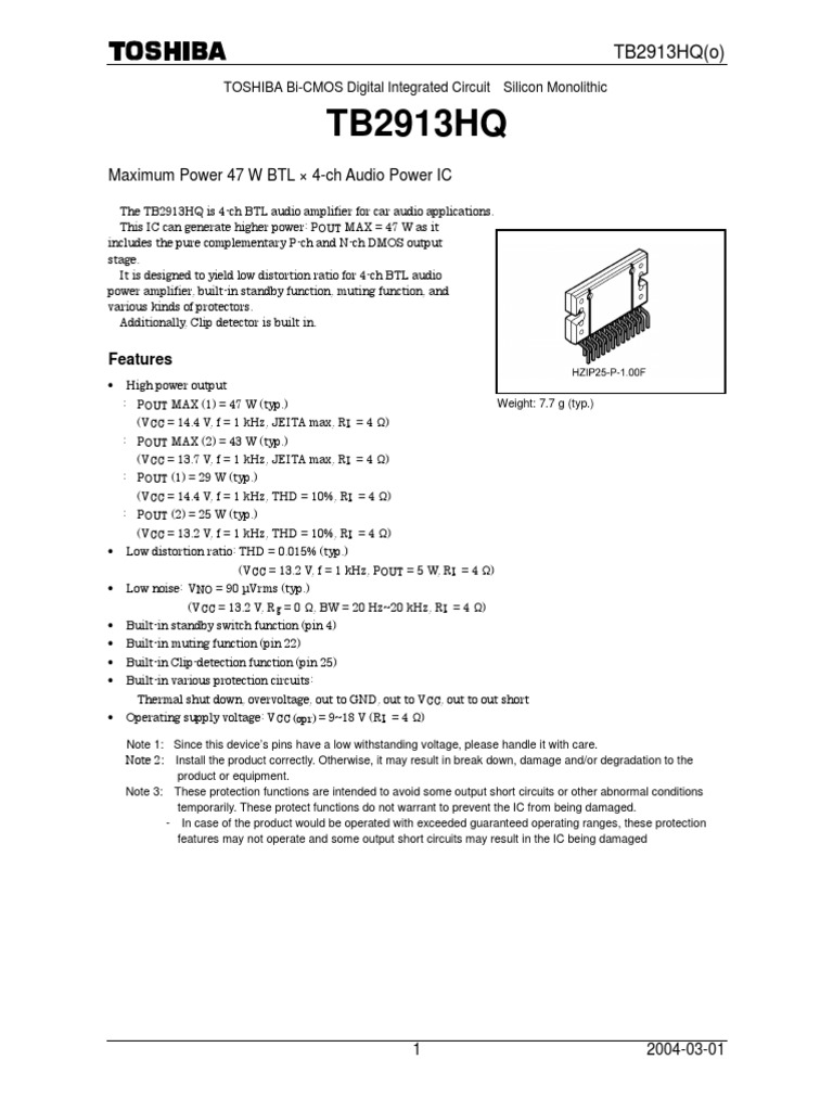 47W 4-Channel BTL Audio Amplifier IC | PDF | Amplifier | Power Supply