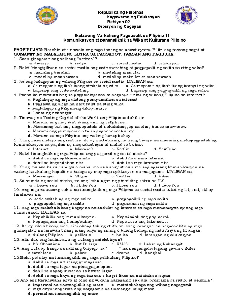 q2 Komunikasyon Exam | PDF