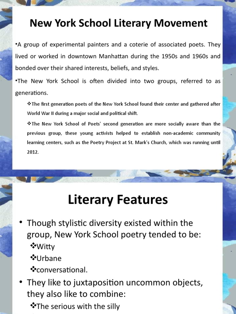 New York School Literary Movement and Black Arts Literary Movement ...