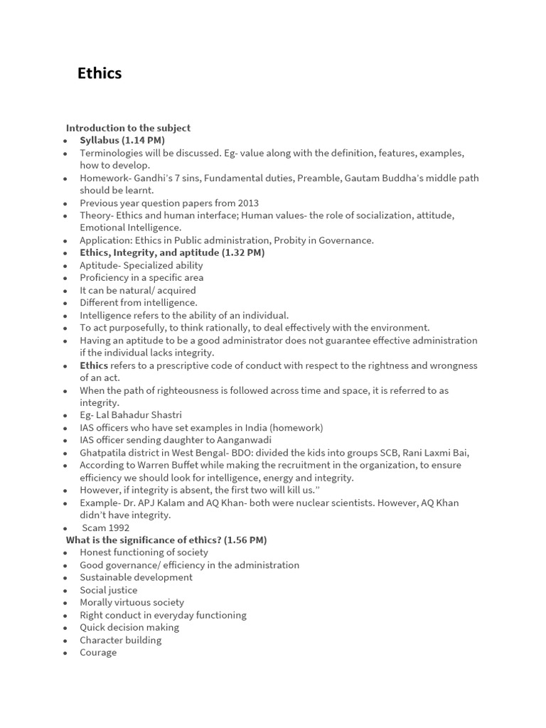 Ethics Class Notes | Download Free PDF | Attitude (Psychology) | Prejudices