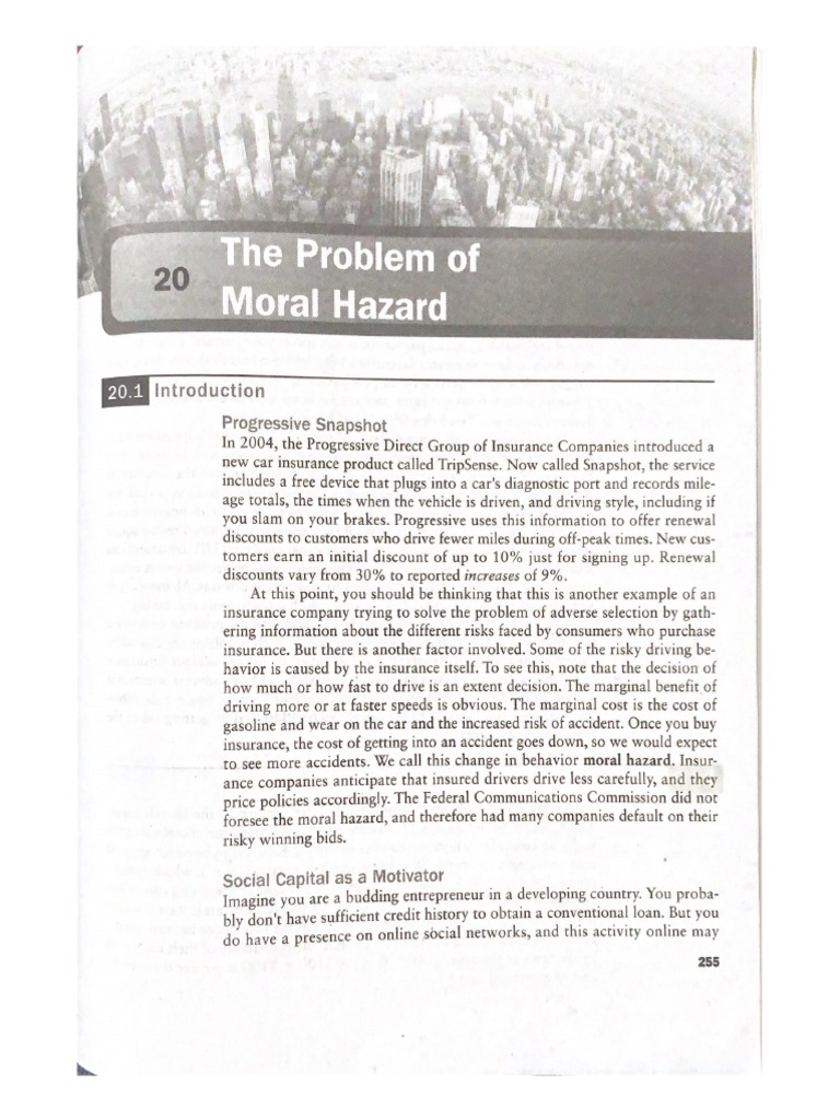 20 The Problem of Moral Hazard | PDF