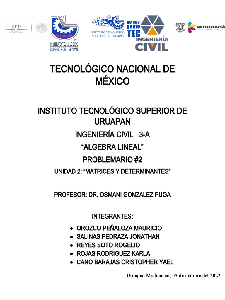 Problemario Tema 2-2 | PDF