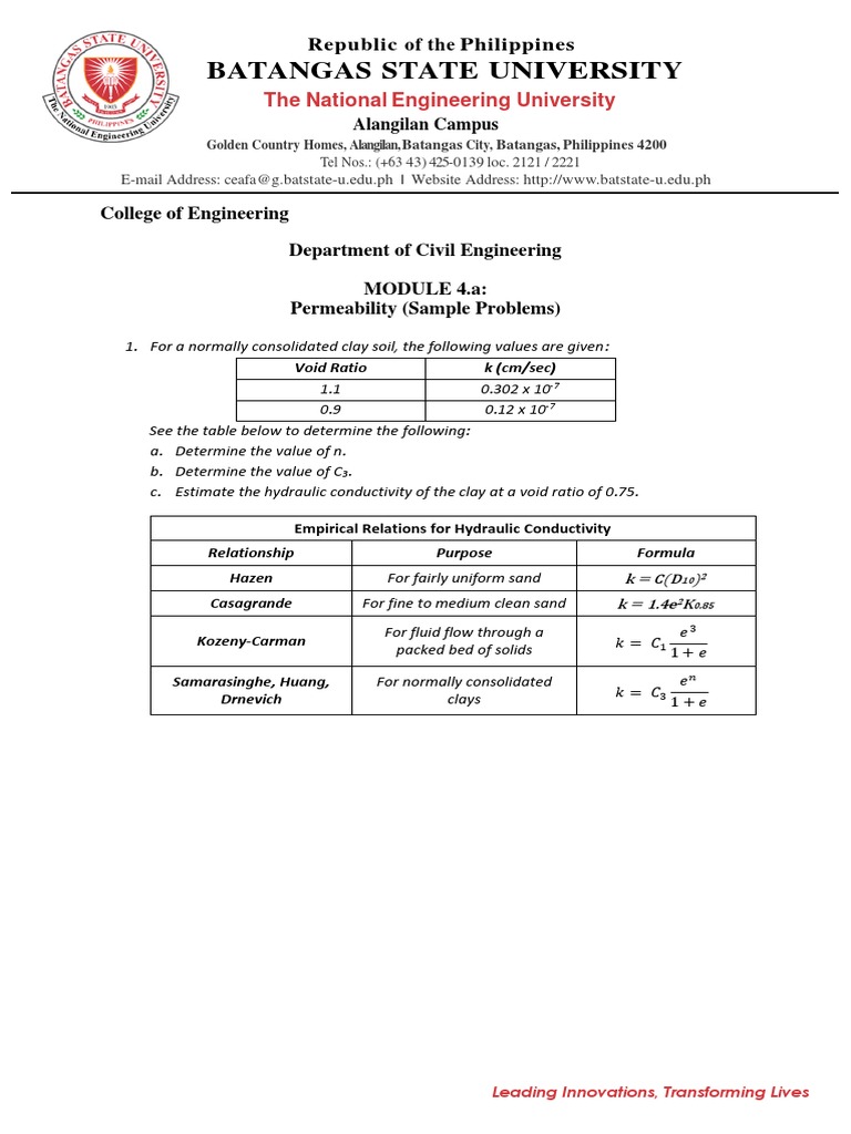 MODULE 4.a. Sample Problems | PDF | Aquifer | Materials