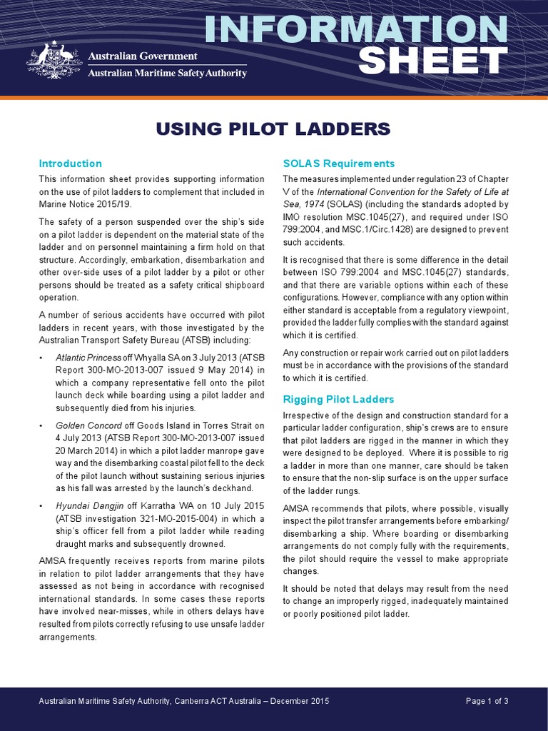 Amsa399 - Pilot Ladder Safety | PDF | Shipping