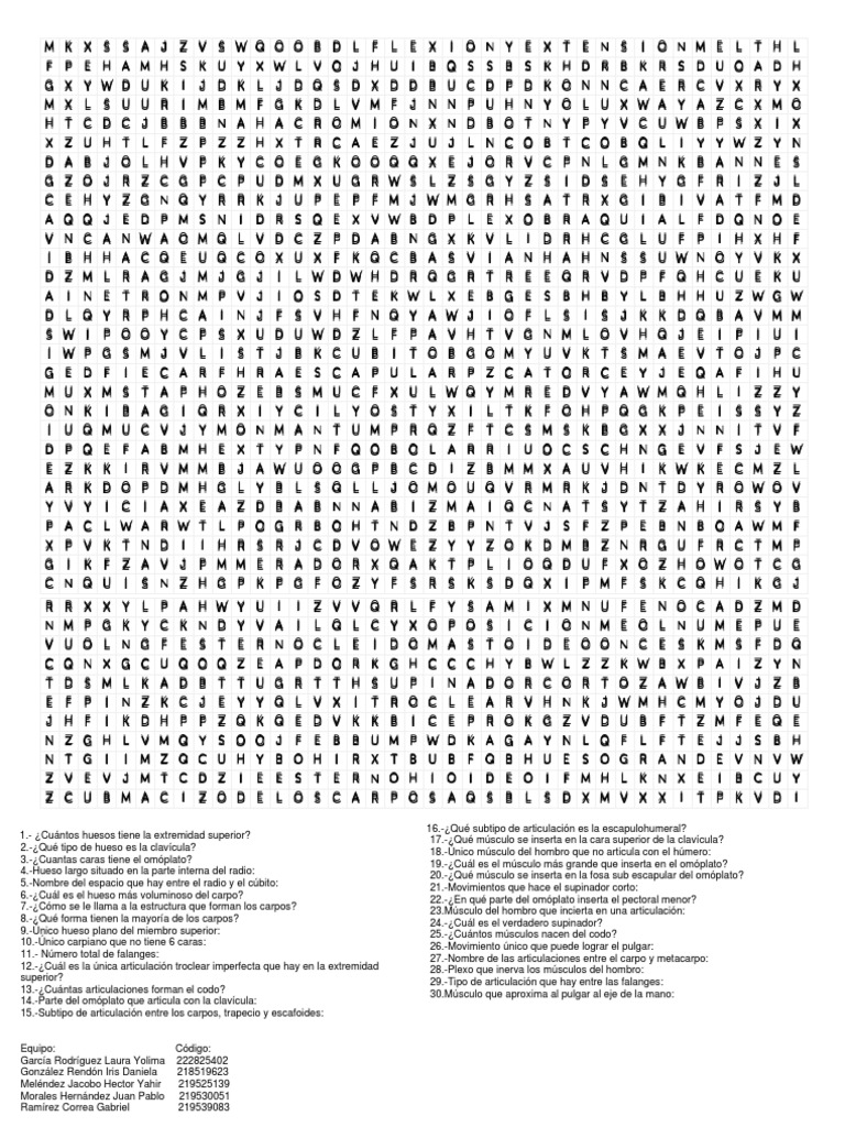 Sopa-de-letras_Anatomia | PDF | Sistema musculoesquelético | Articulaciones