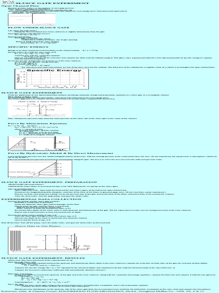 Sluice Gate Experiment | PDF | Pressure | Flow Measurement