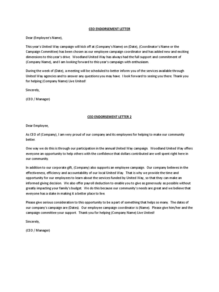 Ceo Endorsement Letter | PDF