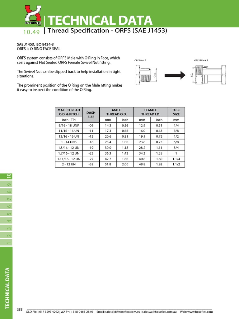 Thread Specification ORFS SAE J1453 | PDF | Industrial Processes ...