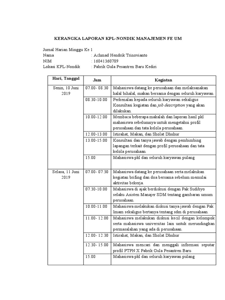 Jurnal Harian KPL | PDF