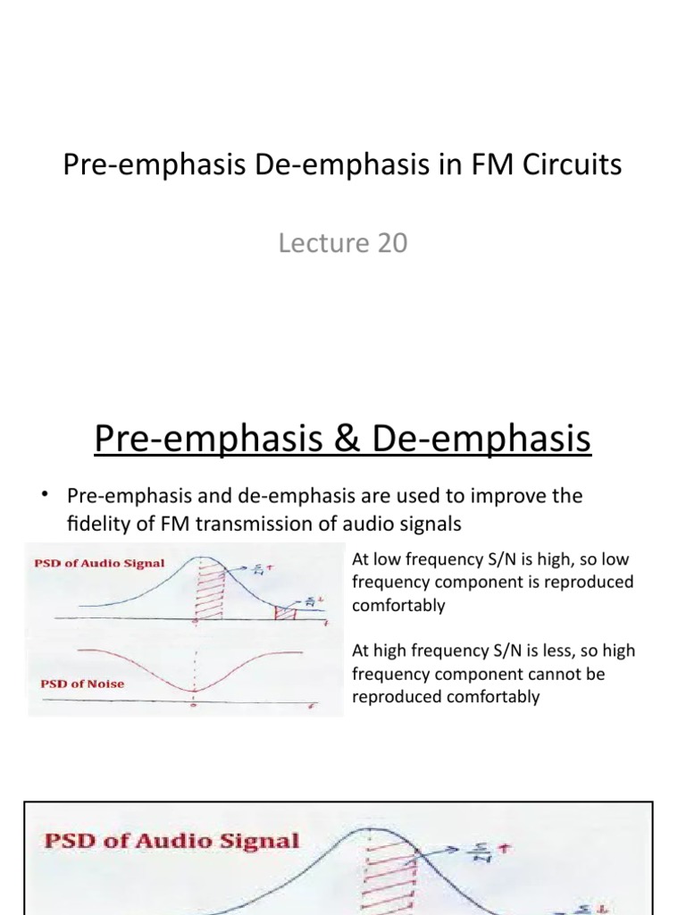 Lecture 20 Preemphasis - Deemphasis in FM Circuits | PDF