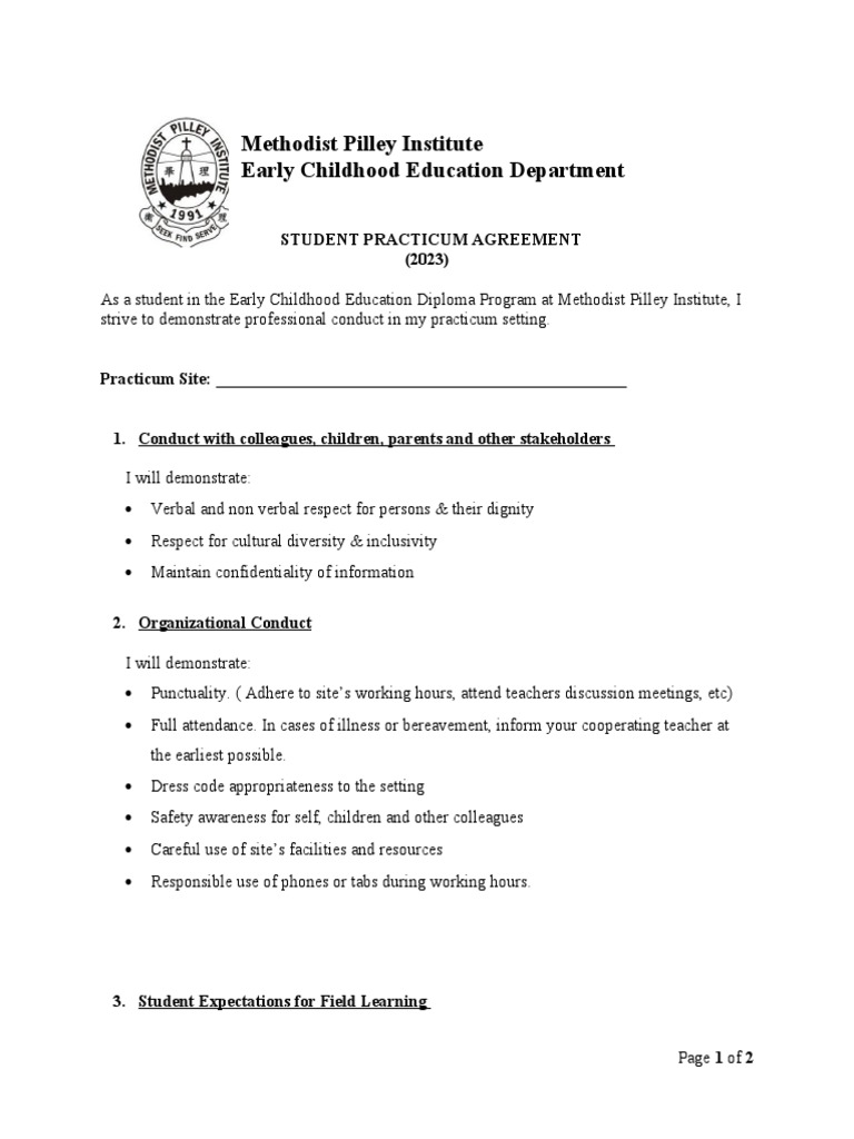 Methodist Pilley Institute Early Childhood Education Department | PDF ...