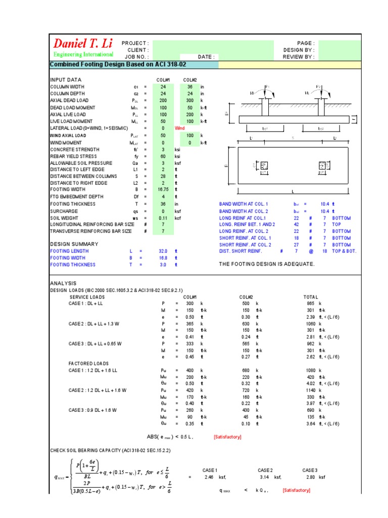 Combined Footing Design ACI 318-02 | PDF | Mechanics | Earthquake ...