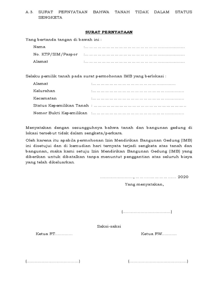 3 Sim BG - Tanah Tidak Bersengketa | PDF
