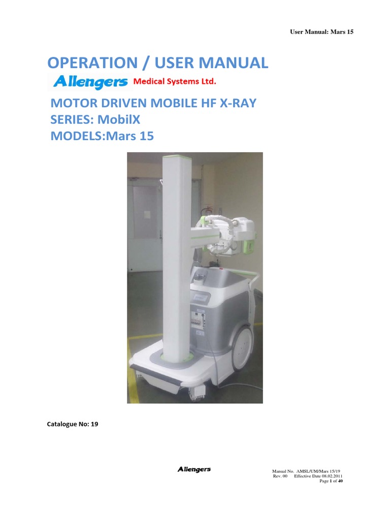 Allengers Medical System Mars 15 User Manual | PDF | Ionizing Radiation ...