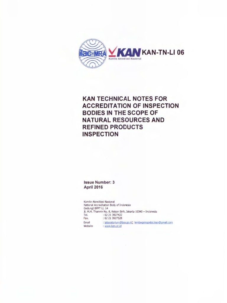 KAN-TN-LI 06 KAN Technical Notes For Accreditation of Inspection Bodies ...