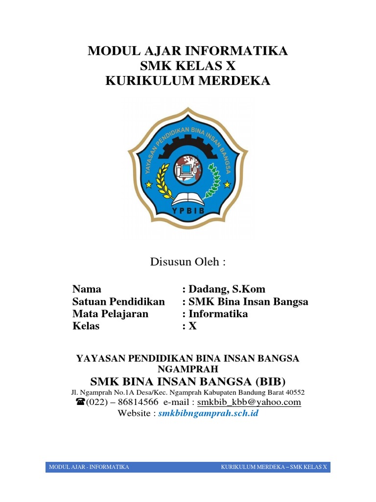 Modul Ajar Informatika SMK Kelas X | PDF | Komputer