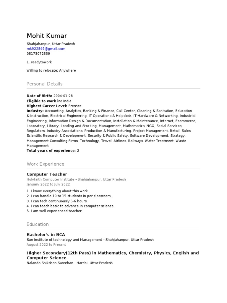 Mohit Kumar | PDF | Computers