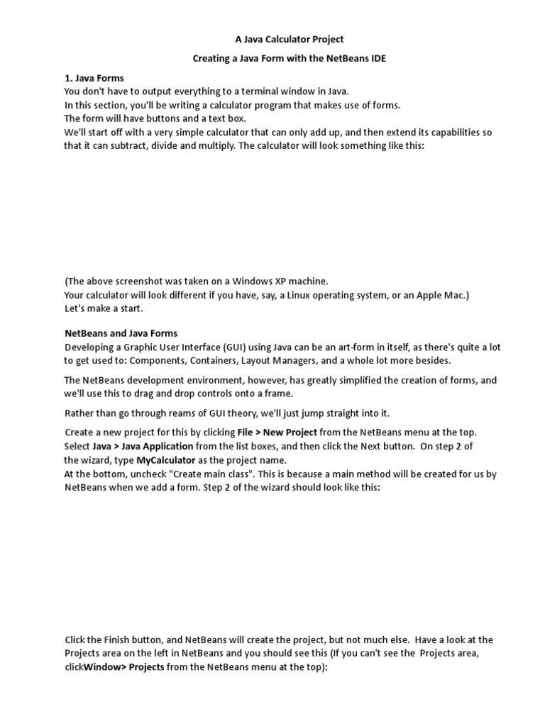 IT 5 Lesson 7 - A Java Calculator Project | PDF | Button (Computing) | Applications & Software