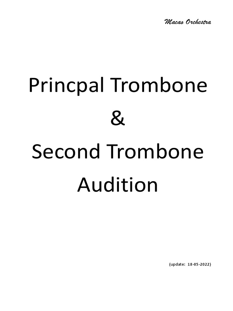 Macao Orchestra Trombone Audition Guide | PDF | Orchestras | Trombone