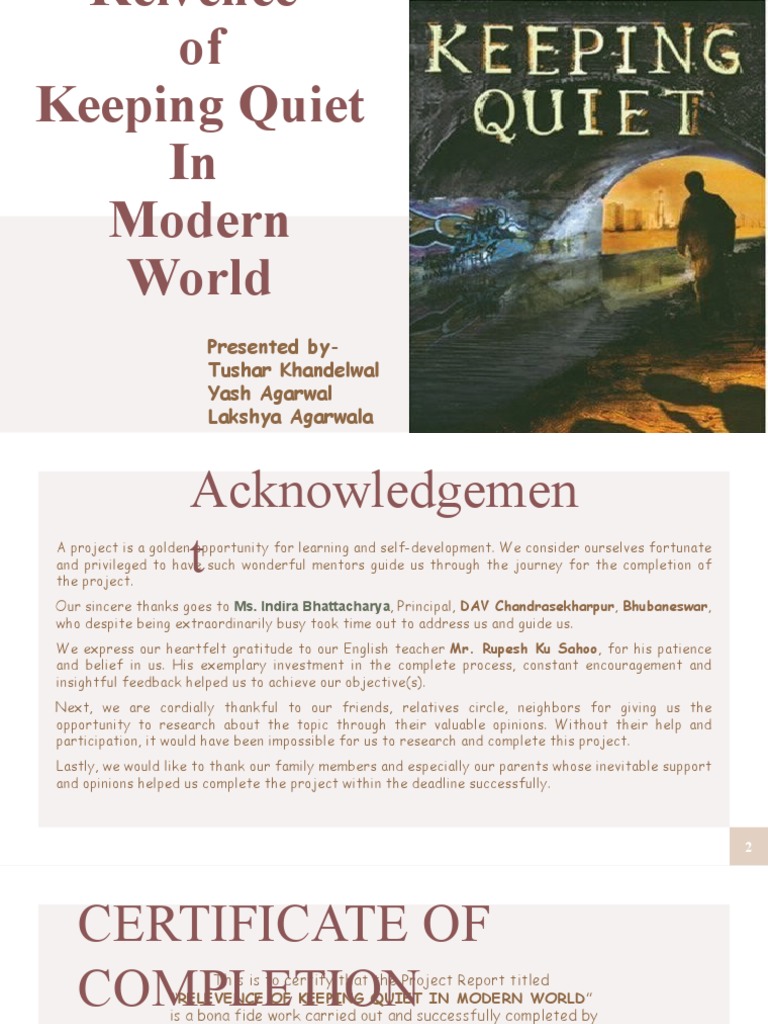 Keeping Quiet English Presentation | PDF