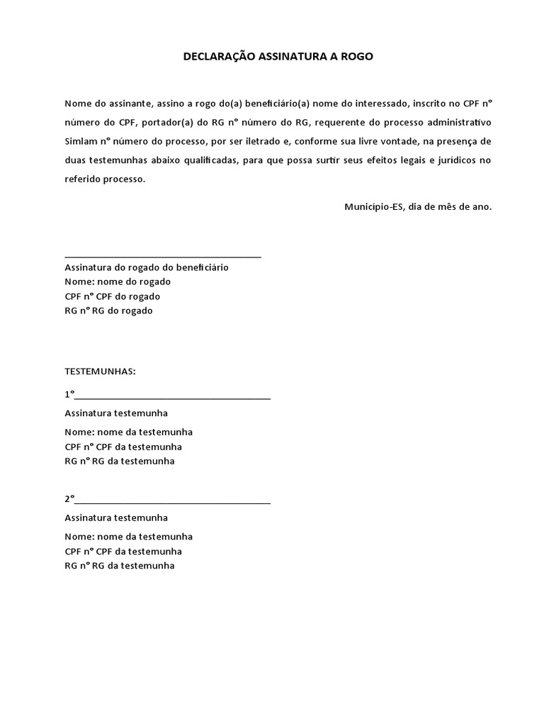 Anexo 16 - Declaração de Assinatura A Rogo | PDF