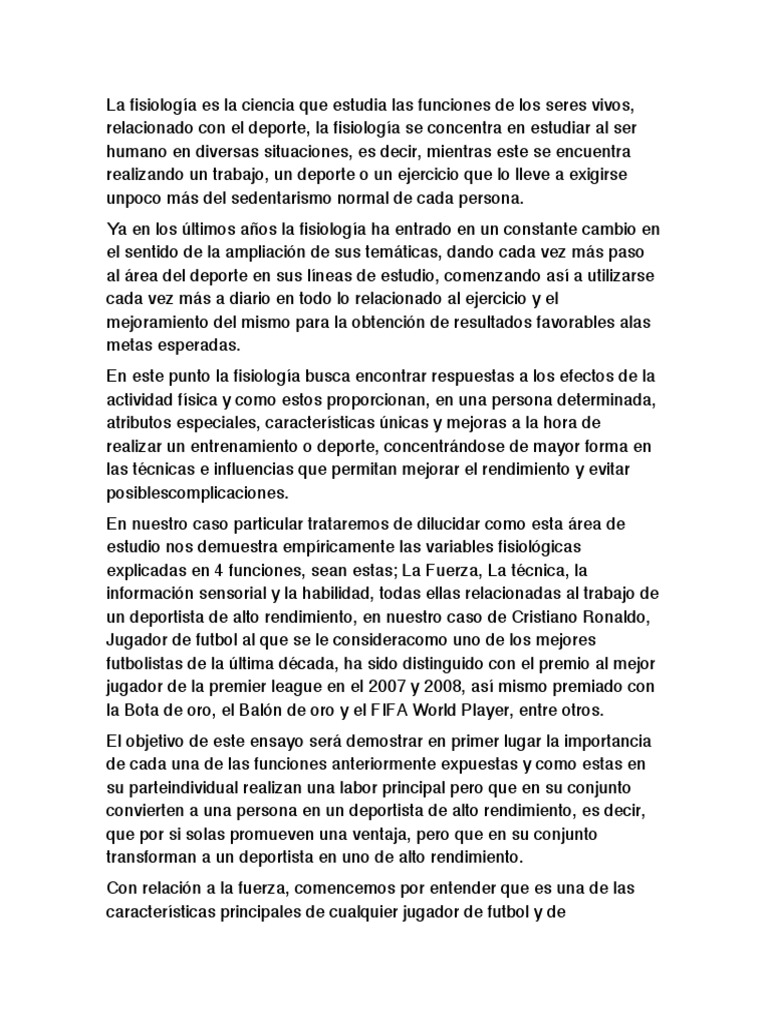 Ensayo Cristiano Ronaldo | PDF | Fuerza | Deportes