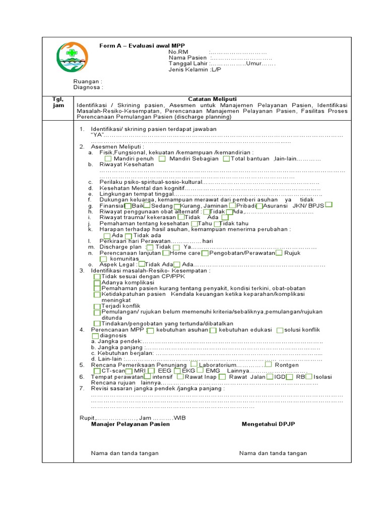 Formulir A Evaluasi Awal MPP | PDF