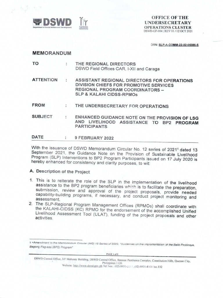 4 - Enhanced Guidance Note On The Provision of LSG and Livelihood ...