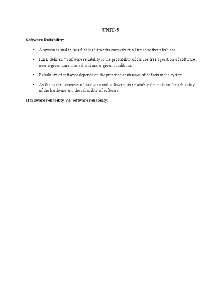 Se Unit-5 | PDF | Reliability Engineering | Quality Assurance