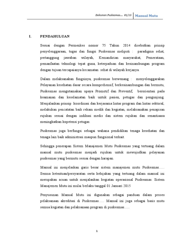 Contoh Manual Mutu | PDF