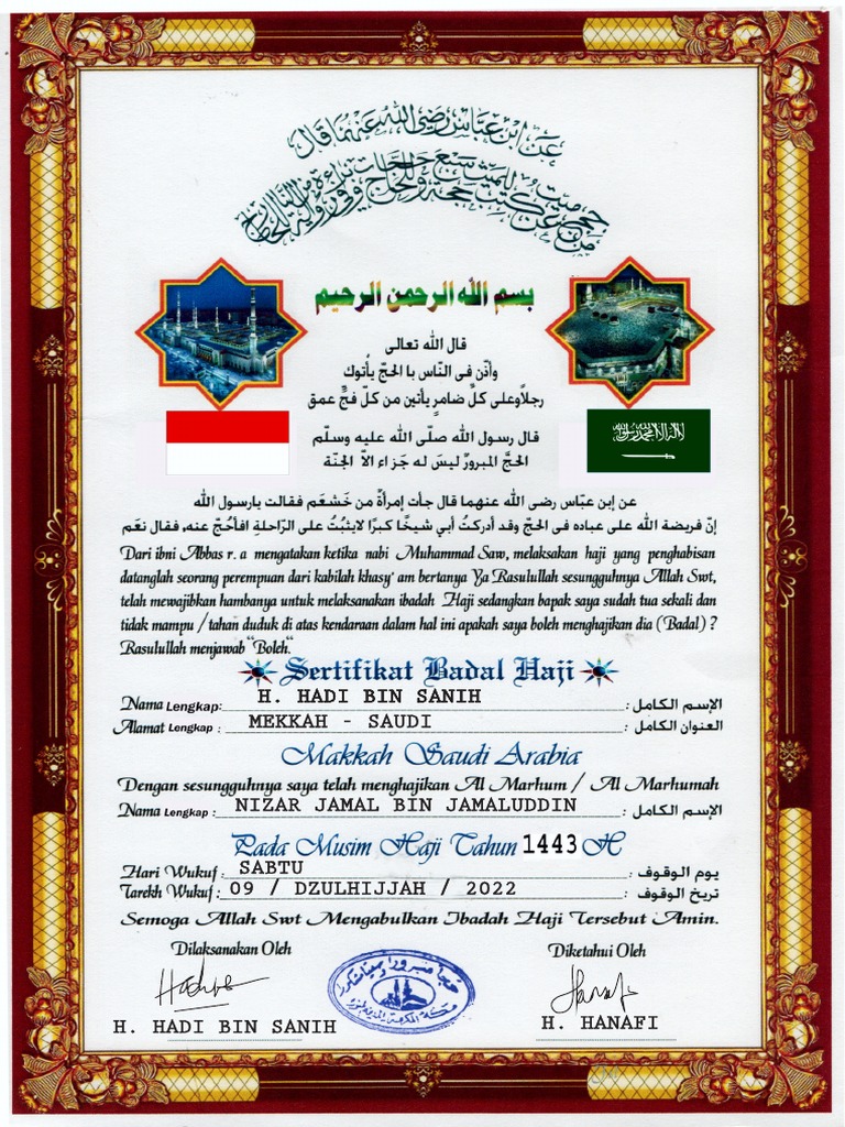Sertifikat Badal Haji | PDF