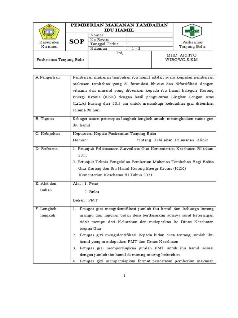 PEMANTAUAN PEMBERIAN MAKANAN TAMBAHAN IBU HAMIL | PDF
