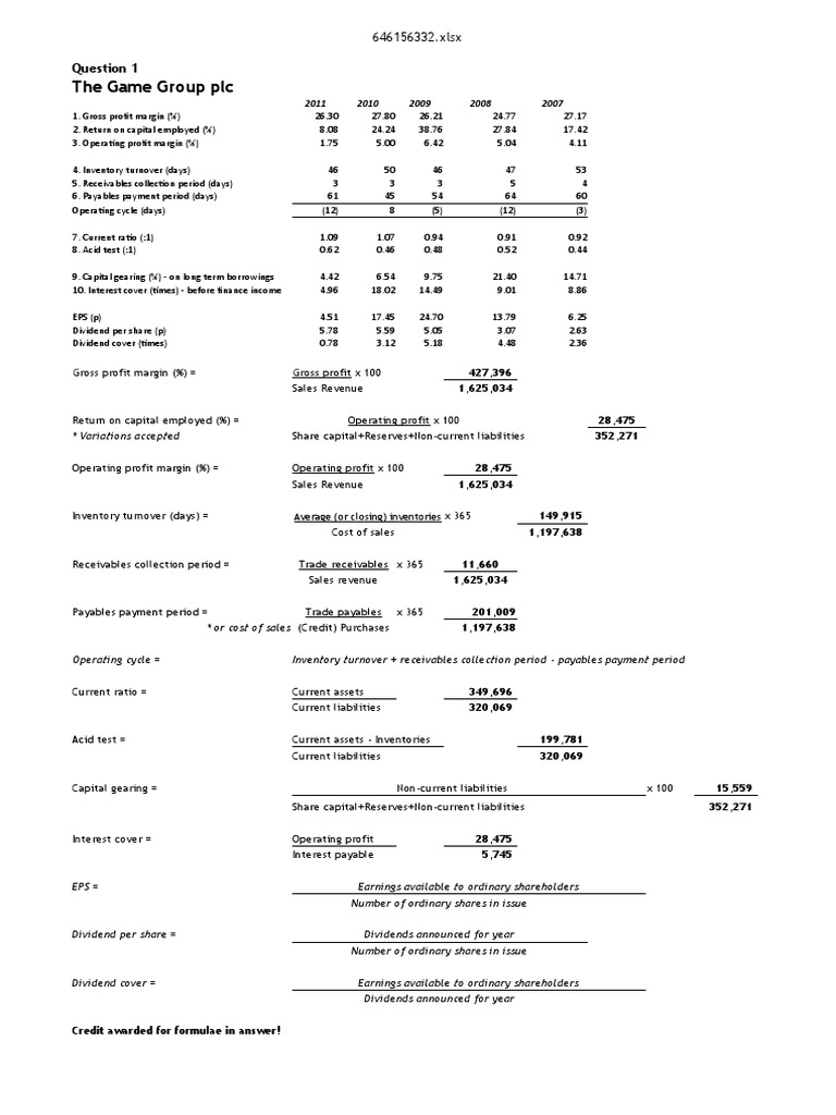ACC314 Revision Ratio Questions - Solutions | PDF | Dividend | Revenue